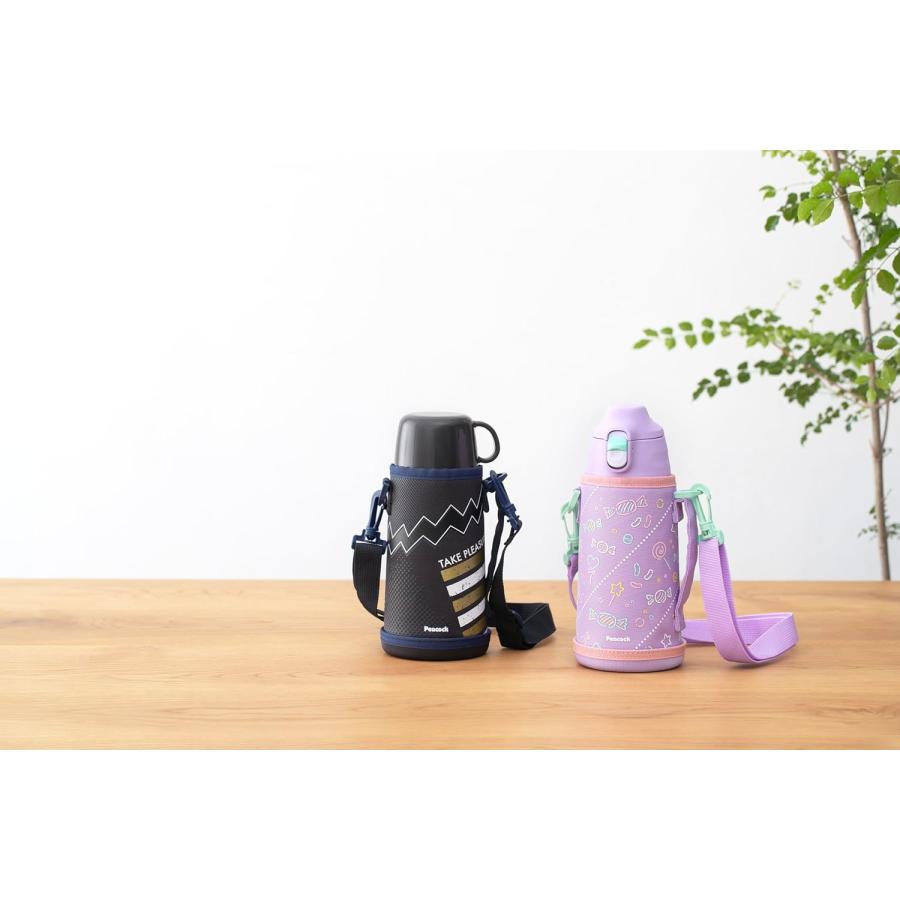 ELECOM ピーコック 水筒 キッズ 小学生 800ml 女の子 子供 0.8L 保冷 直飲み 0.75L 保温 ワンタッチ マグボトル パープルピンク ASG-W82 PV : でんでん ...