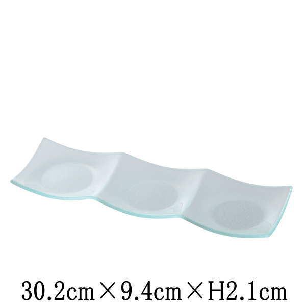 アウトレット込み商品 CYGNE シーニュ 30cm3連菜 ガラス 仕切り皿 スクエアプレート 角皿 おしゃれな業務用洋食器 お皿大皿平皿 ...