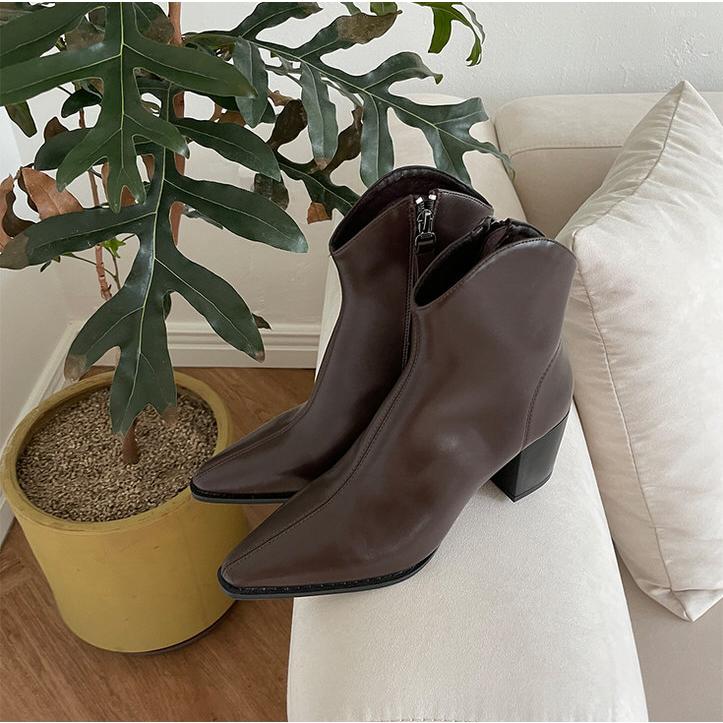 ショートブーツ ウエスタンブーツ ポインテッドトゥ レディース チャン