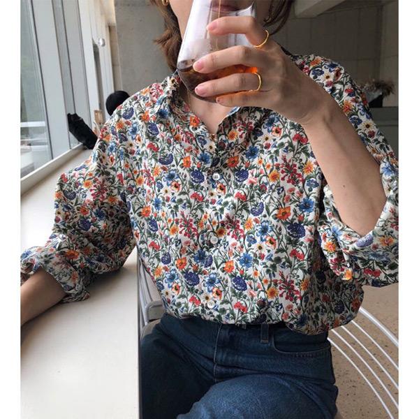 柄シャツ 花柄 ボタニカル柄 長袖 シャツ オーバーサイズ 柄シャツ 花柄 ボタニカル柄 長袖 シャツ オーバーサイズ
