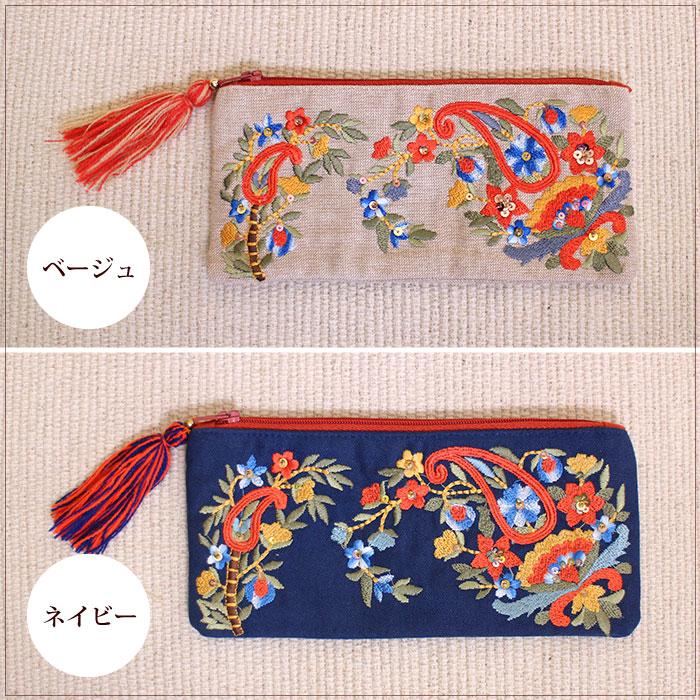 インド製・ペイズリー柄ビーズ刺繍ポーチ（メール便対応） :fs-z144:DECOYaエスニック&フェアトレード - 通販 - Yahoo!ショッピング