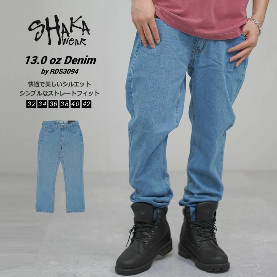 SHAKA WeAR（シャカウェア） デニムパンツ ジーンズ メンズ 13.0 OZ DENIM JEANS ストーンウォッシュ ライトブルー ...