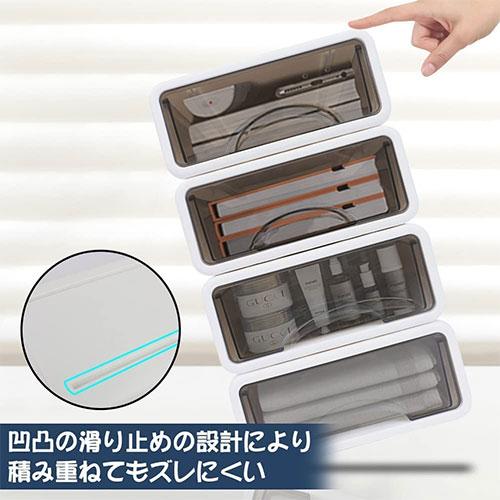 引き出し 卓上収納ケース 収納ボックス プラスチック A4/A5対応 横 小物 1段 2段 3段 ホワイト 透明 滑り止め 大容量 幅17*奥行25*高さ7.5cm 大容量 : dc ...