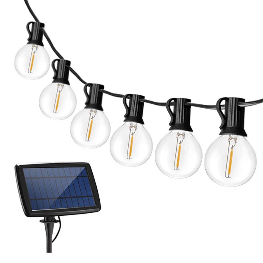 【ソーラー充電およびUSB充電】 ソーラー LED ストリングライト イルミネーションライト USB充電可能 防雨型 E12ソケット25個 LED電球*25個4点灯モード : Deepark ...