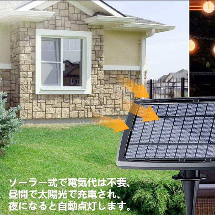 【ソーラー充電およびUSB充電】 ソーラー LED ストリングライト イルミネーションライト USB充電可能 防雨型 E12ソケット25個 LED電球*25個4点灯モード : Deepark ...