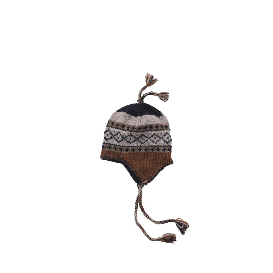 Hand Knit Ear Flap Beanie - Brown x Black (SD25F-CP06) SEDAN ALL PURPOSE(セダン オール パーパス ...