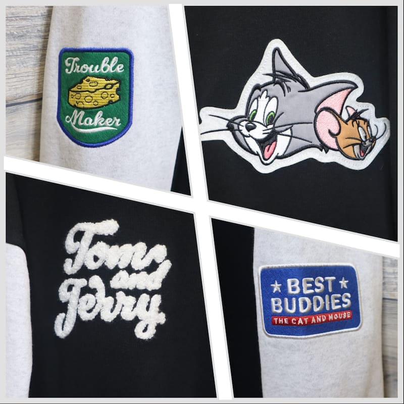 SEQUENZE 送料無料 メンズ トムとジェリー SEQUENZ シークエンズ スウェット スタジャン ジャケット アウター 刺繍 ワッペン キャラクター レディース ユニセックス ...