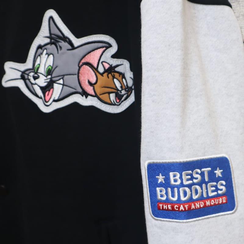 SEQUENZE 送料無料 メンズ トムとジェリー SEQUENZ シークエンズ スウェット スタジャン ジャケット アウター 刺繍 ワッペン キャラクター レディース ユニセックス ...