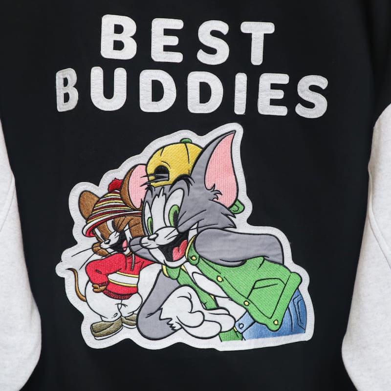 SEQUENZE 送料無料 メンズ トムとジェリー SEQUENZ シークエンズ スウェット スタジャン ジャケット アウター 刺繍 ワッペン キャラクター レディース ユニセックス ...