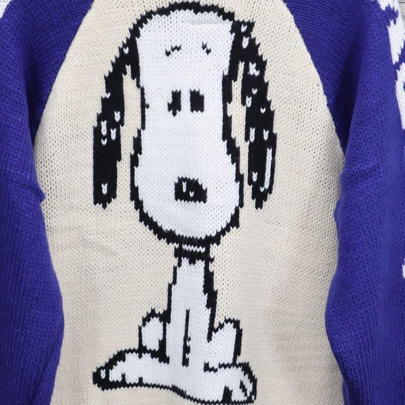 SEQUENZE 送料無料 カウチン ニット セーター アウター スヌーピー PEANUTS SEQUENZ シークエンズ ジャガード キャラクター メンズ レディース ユニセックス ネイビー ...