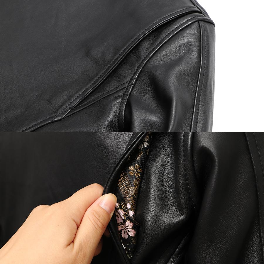 DEGNER デグナー 金襴 レディース レザージャケット 羊革 桧垣桜 流水雪輪 FR21SJ-15K : デグナーヤフーショッピング - 通販 - Yahoo!ショッピング