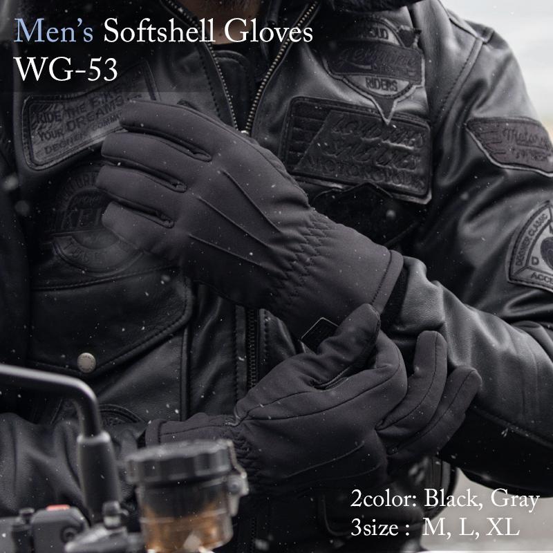 DEGNER デグナー メンズ ウィンターソフトシェルグローブ WG-53 ブラック/グレー M/L/XL やぎ革 スマホ対応 バイク : デ ...