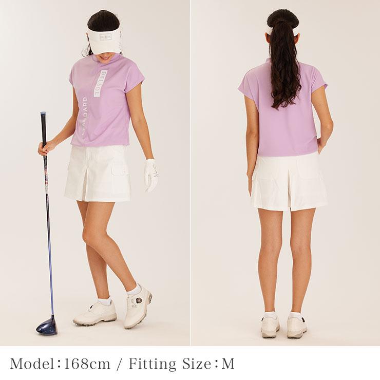 ブラウジングフレンチスリーブモックネックシャツ 伸縮性 吸水速乾 M/L/LL/3L レディースゴルフウェア : DELSOL GOLF ...