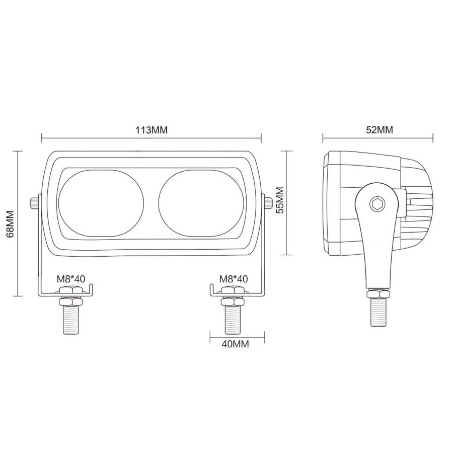 デルタダイレクト D-2220 現場監督 12V〜48V LEDアラウンド ドローイングランプ（I字×2個・U字×1個）重機 建機 ...
