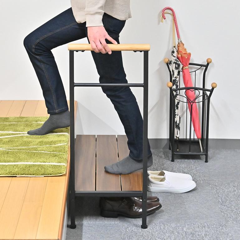 玄関 踏み台 手すり付き 玄関踏み台 ステップ台 取っ手付き 約幅約90cm 片側 片手 昇り降りが楽に スチール製 昇降補助 コンパクト : DELUCE - 通販 - Yahoo!ショッピング
