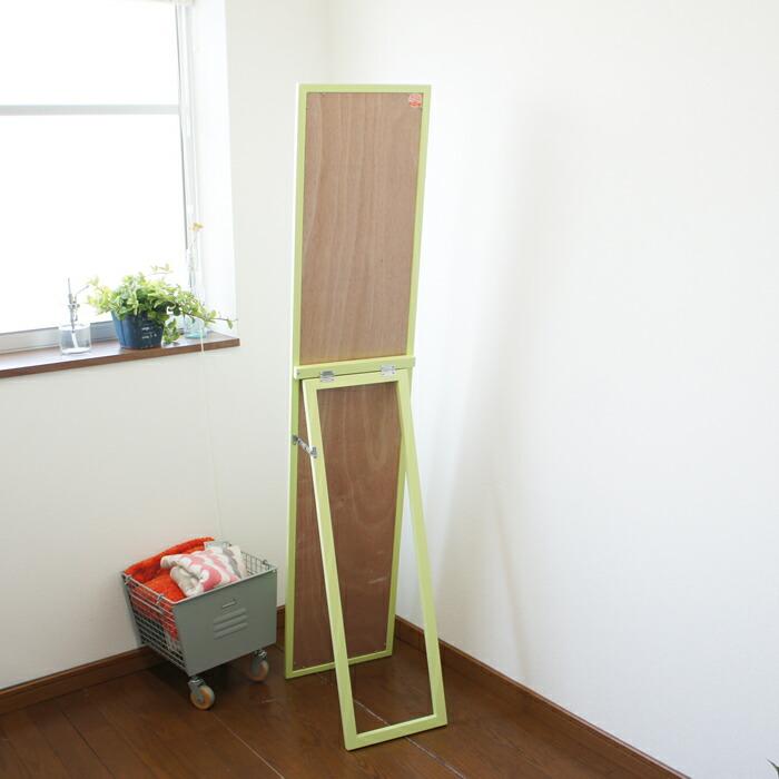 スタンドミラー 幅30cm 全身鏡 飛散防止加工 姿見 木枠 ミラー 折りたたみ式 パステルカラー かわいい : DELUCE - 通販 - Yahoo!ショッピング