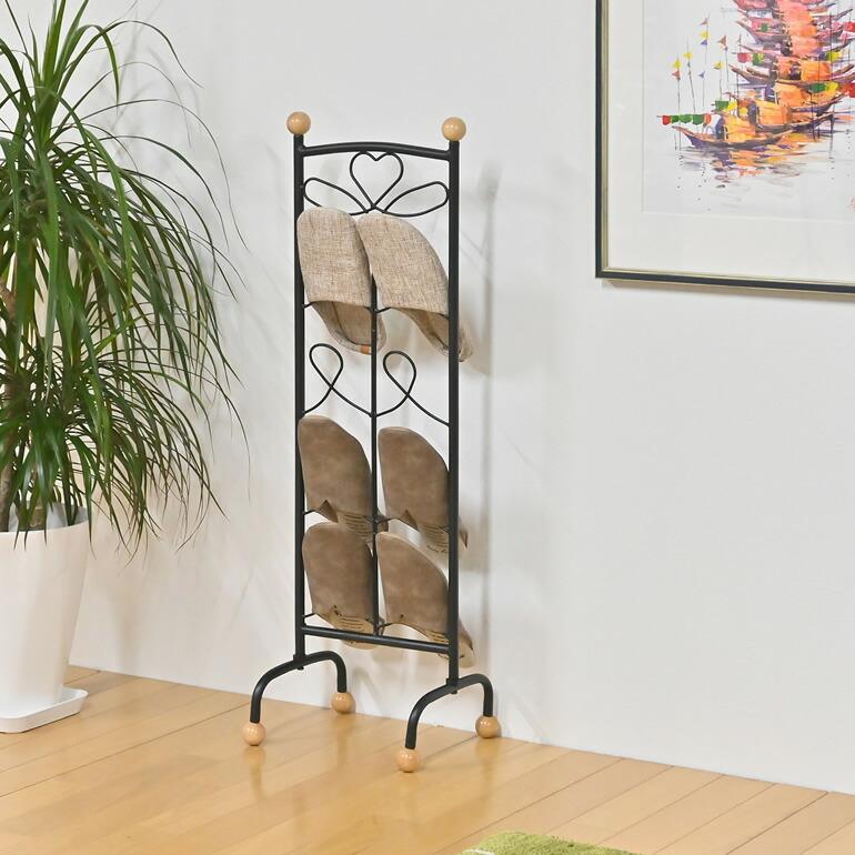 スリッパラック スリム コンパクト 4足収納 スリッパ 収納 室内 玄関 スチール アイアン ブラック 脚付 デザイン おしゃれ :fc-0057:DELUCE - 通販 - Yahoo!ショッピング