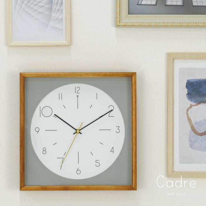 INTERFORM 壁掛け時計 おしゃれ モダン 北欧 ウォールクロック 壁掛け 時計 cadre カードル 30cm 正方形 四角 インテリア 電波時計 電波式 : DELUCE - 通販 ...