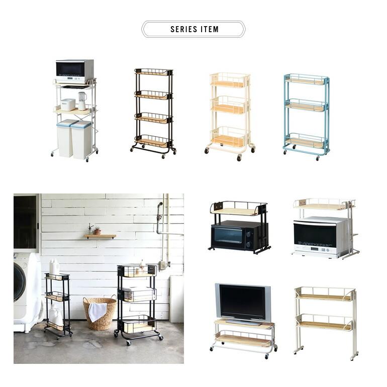 4段ワゴン 幅35cm 65cm 4段ラック キャスター カゴ バスケット 木製底板 かわいい おしゃれ キッチンワゴン ランドリーワゴン :ke-0078:DELUCE - 通販 ...