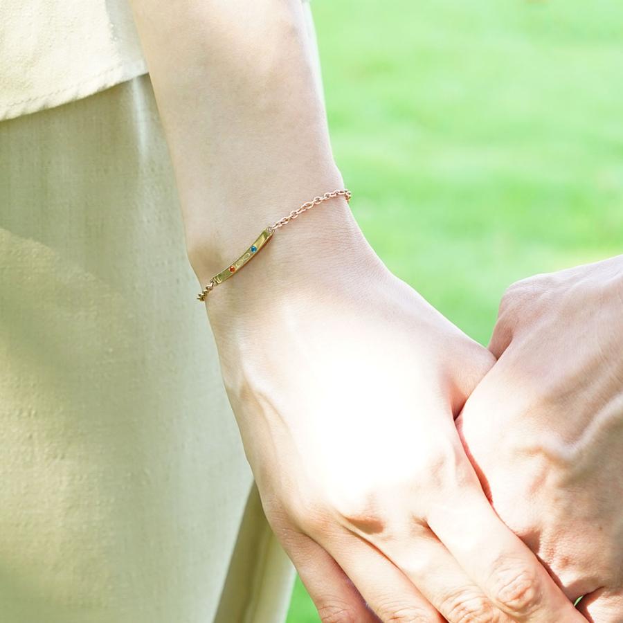 チェーン ブレスレット つけっぱなしok インフィニティ 2ストーン 誕生石 レディース メンズ 名入れ 刻印 無料 お揃い Infinity ペア販売 TWWA Alavel ...