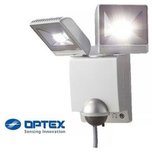 OPTEX LEDセンサーライト ON/OFFタイプ シルバー 2灯型 昼光色 5700K 1500lm 防水IP45 LA-24(S ...