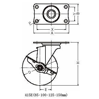 ハンマーキャスター 415E-UB100 ウレタン車 : hmr-415e-ub100 : 伝動機ドットコム ヤフー店 - 通販 - Yahoo!ショッピング