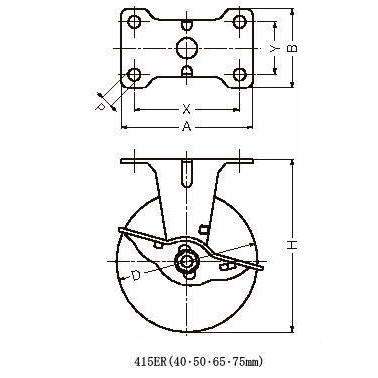 ハンマーキャスター 415ER-R40 ゴム車 ストッパー付き : 伝動機ドットコム ヤフー店 - 通販 - Yahoo!ショッピング