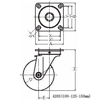 ハンマーキャスター 420S-UB100 ウレタン車 : 伝動機ドットコム ヤフー店 - 通販 - Yahoo!ショッピング