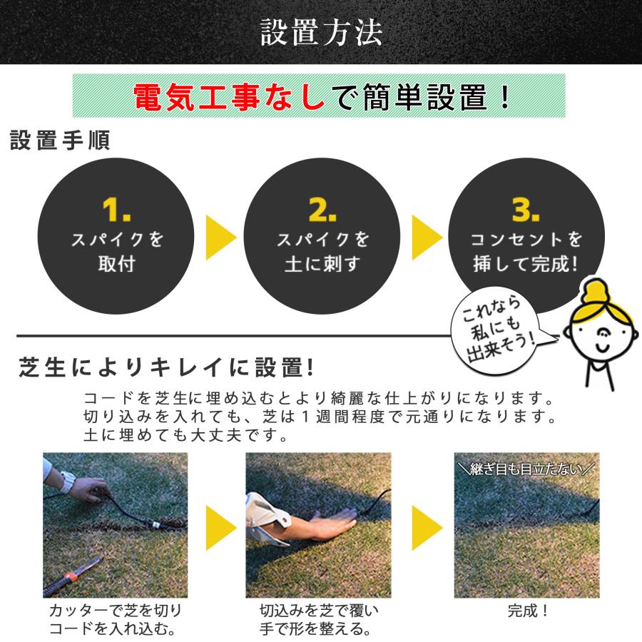 4本 ガーデンライト コンセント式 4個 ガラス ポール 30cm 7m 400lm 工事不要 防水 100v 明るい 円柱 スタンド 支柱 屋外 ローボルト 常夜灯 でんらい : gp004 ...