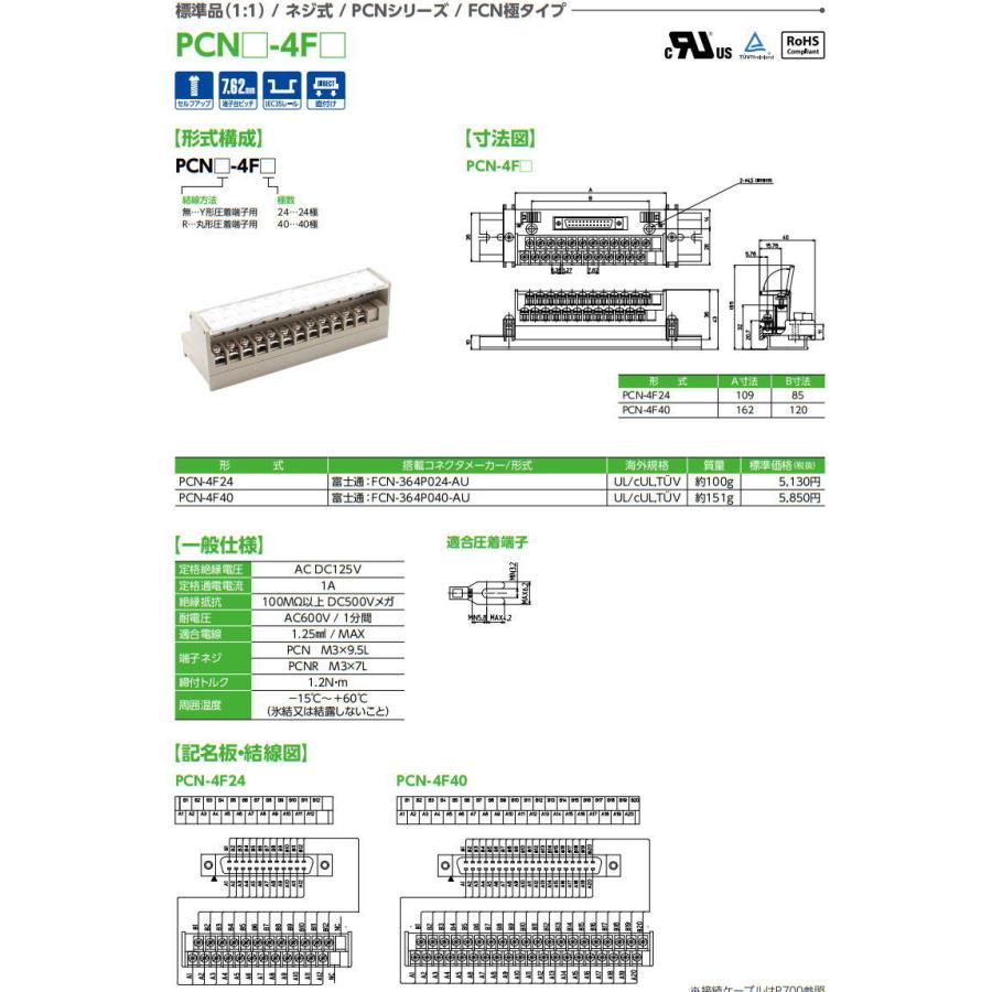 東洋技研 【 PCN-4F40 】PCNシリーズ インターフェイス（コネクタ端子台） / ネジ式 : 電せつNねっと - 通販 - Yahoo ...
