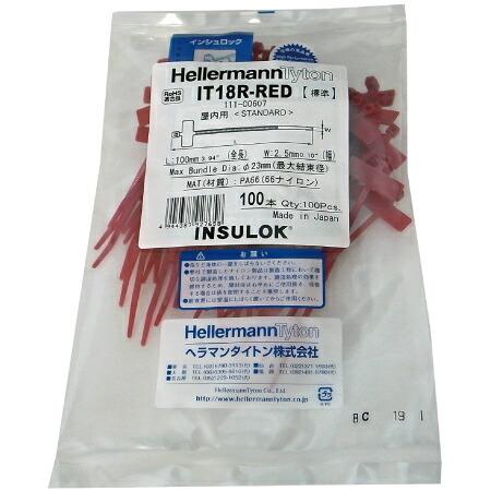 HellermannTyton ヘラマンタイトン IT18R-RED マーキングタイ 屋内使用 100本入り 色 赤 全長L100mm 幅2.5mm : 電材BLUEWOOD ヤフー店 ...