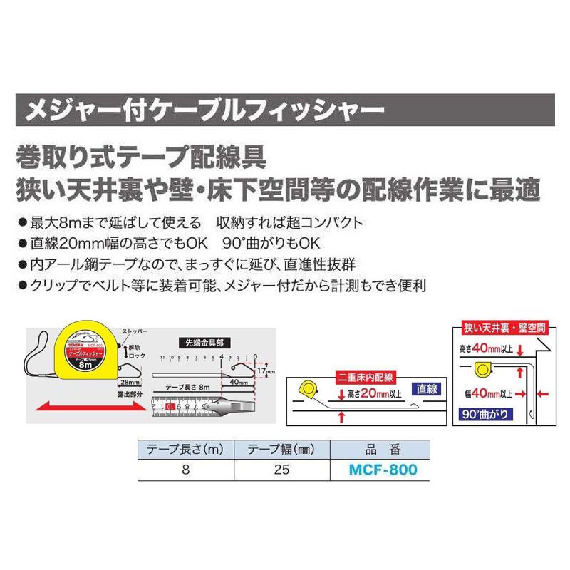 JEFCOM ジェフコム DENSAN デンサン メジャー付ケーブルフィッシャー MCF-800 : 4937897019302 : 電材ドットコム Yahoo!店 - 通販 - Yahoo ...