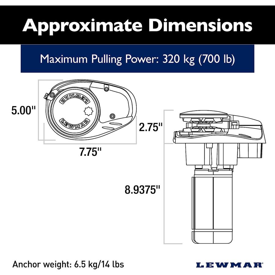 Lewmar V700 G 12V 6/7 mm 1/4inch Vertical Windlasses 並行輸入品 : hfayb00wigz4wik : DreamFactory - 通販 ...
