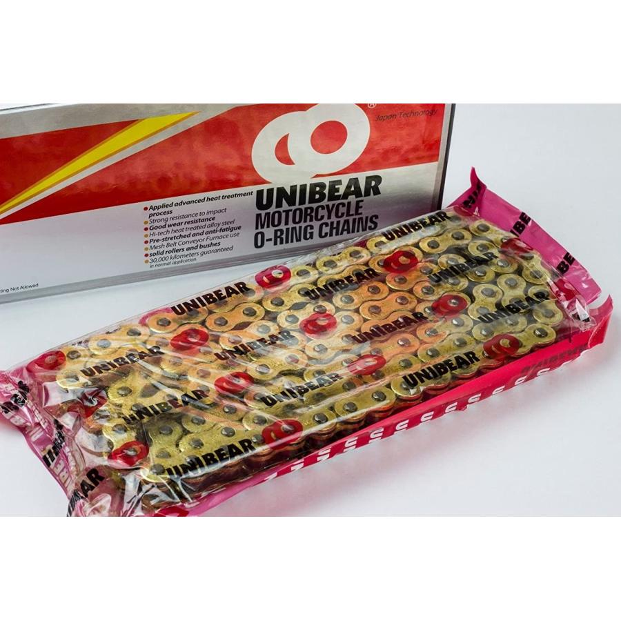 Unibear O-Ring 520 116 Links Motorcycle Chain GOLD With 1 Connecting ...