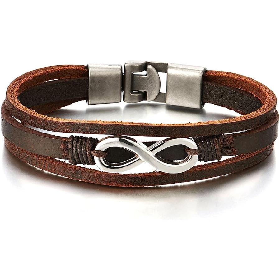 Infinity Love Number 8 Interwoven Brown Genuine Leather Bracelet for ...