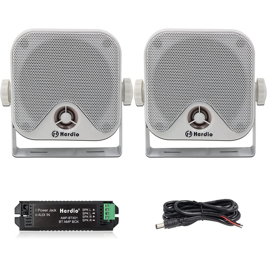 Herdio 4 Inches Marine Box Bluetooth Speakers -Compact Waterproof Audio ...