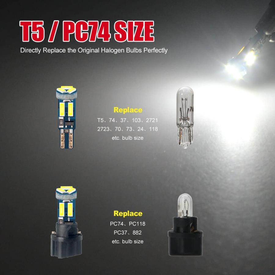 【並行輸入品】DODOFUN 高輝度T5 37 74 PC74 PC37 LED電球 ダッシュボード計器パネルゲージクラスターライトとマップ ...
