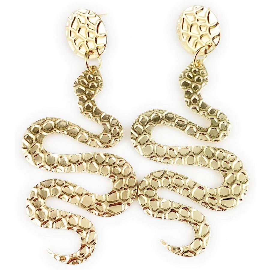 Gold snake earrings asp cleopatra toga serpent post stud dangle 2.5 ...
