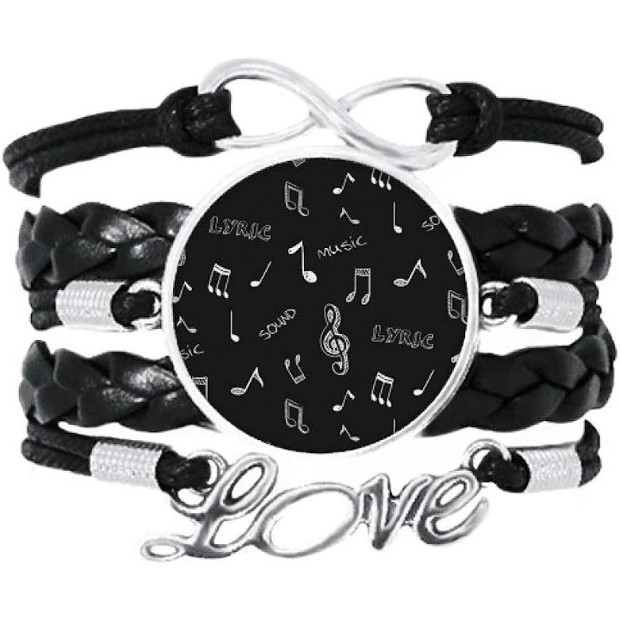DIYthinker White Music Lyrics and Notes Black Bracelet Love Accessory ...