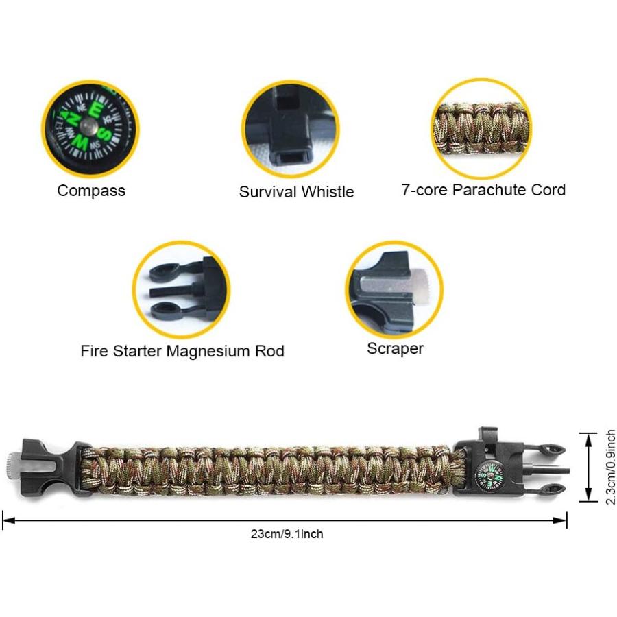 TecHong Survival Camo Paracord Bracelet - 5 in 1 Sports Casual ...