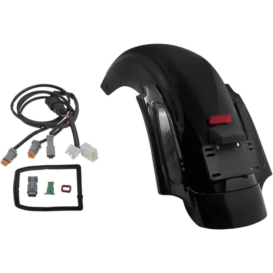 HDBUBALUS オートバイリアフェンダーシステム LEDライト付き ハーレーツーリングロードグライド エレクトラグライド ストリートグライド 2009-2013用 ...