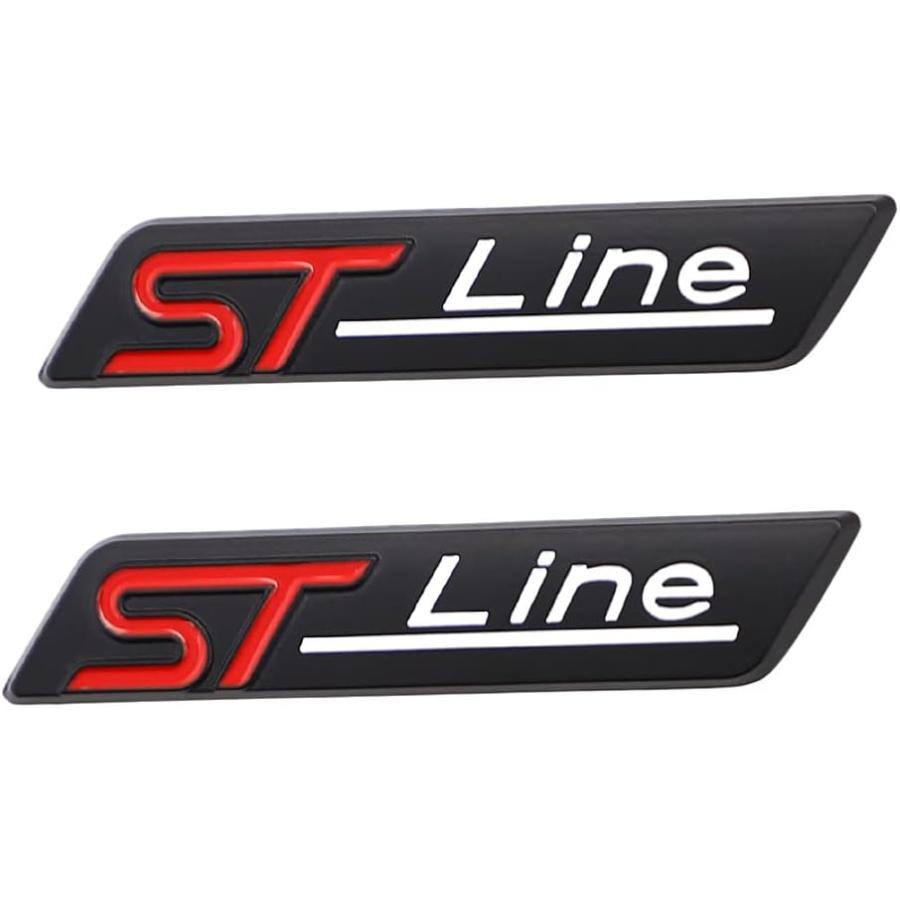 CARRUN 2 Pcs ST Line Emblem 3D Metal Badge Car Hood Truck Door Side ...
