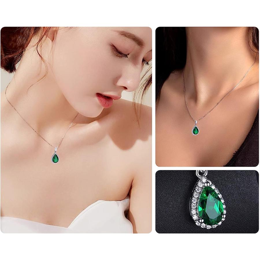 [VONSSY] ガールズ クラシック オーバル ペンダント 宝石 ネックレス クリスタル ルビー 水滴 誕生石 ティアドロップ エメラルド 18K プラチナ ゴ : DreamFactory ...