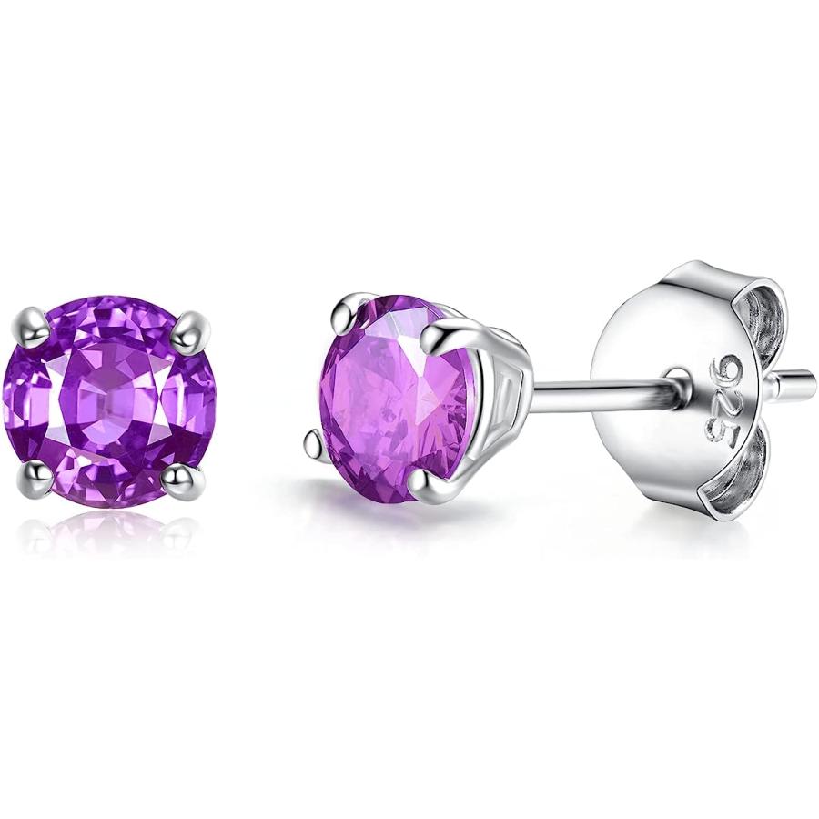 ホワイトゴールドピアス 925スターリングシルバー スパークリングラウンドカット 誕生石スタッドピアス 5A CZストーン 小さなイヤリング 誕生石イヤリング 女 : DreamFactory ...