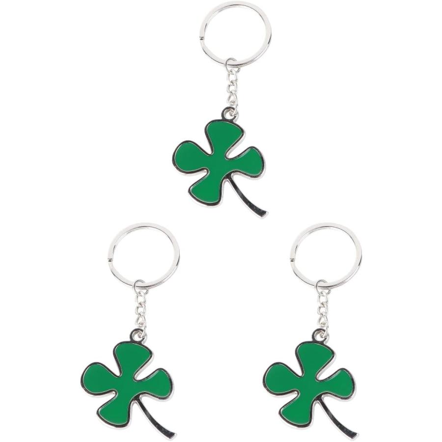 【並行輸入品】3 Pieces Creative Green Leaf Keychain Cute Four Clover Key Ring ...