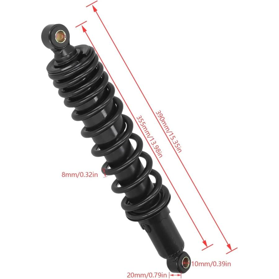 Aramox 355mm Universal Air Shock Absorber 8mm Spring Adjustable Damping ...