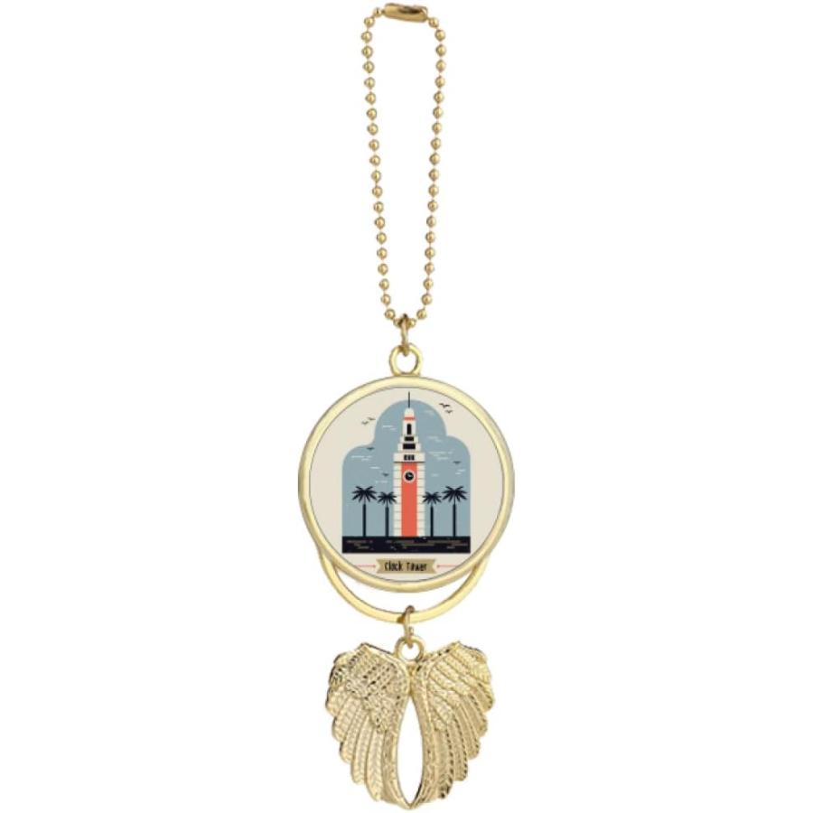 Hong Kong Clock Tower Art Deco Fashion Car Keychain Angel Wing Pendant ...
