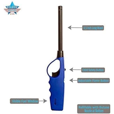 Elite Brands USA Long Lighters Wholesale Pack Multi Use Butane Refillable Neon Fire Lighters ...