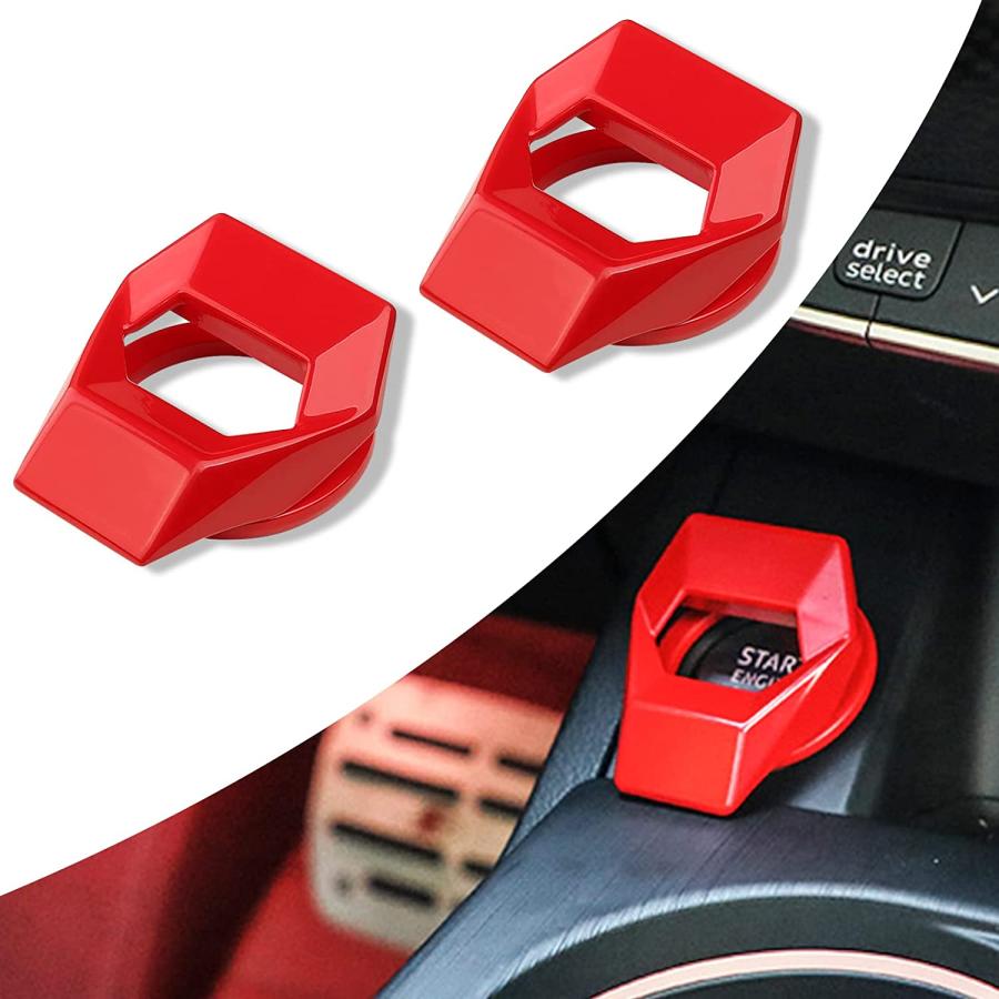 2PCS Push Start Button Cover Engine Start Stop Button Cover Car Power ...