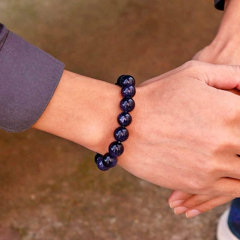 6/8/10/12mm Natural Blue Sandstone Bracelet For Women Men Romantic ...